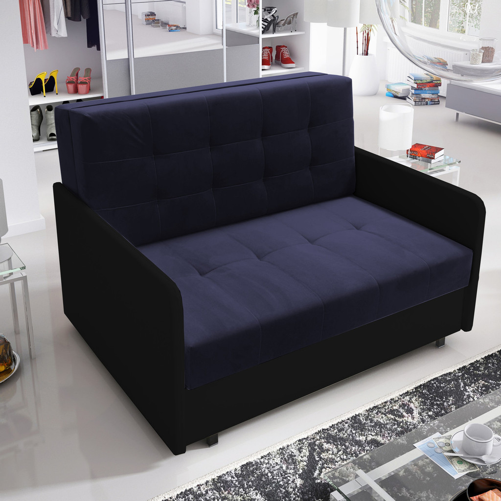 Kanapéágy 170 VIOLET Kék - fekete ökobőr - SG Butor