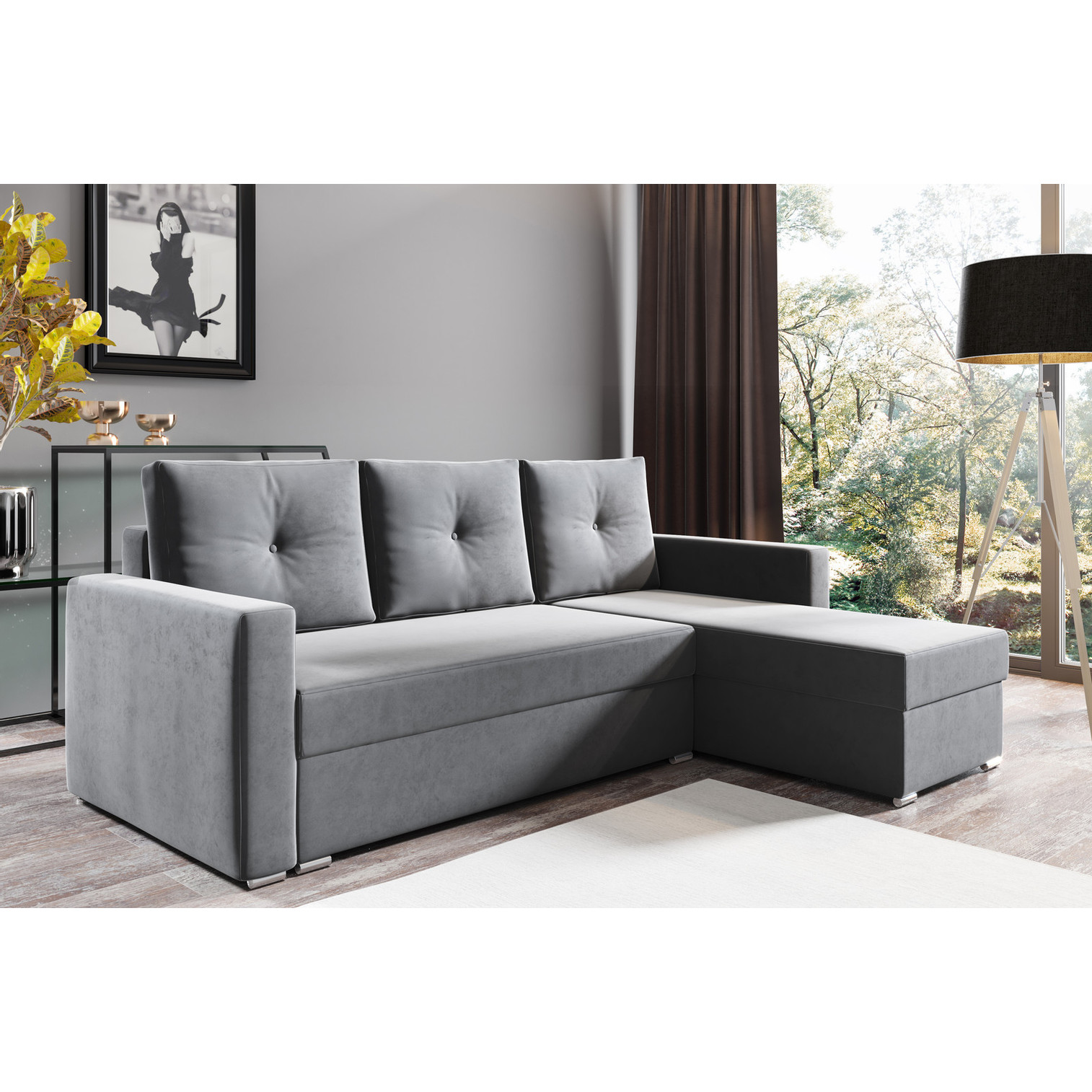 Összecsukható sarok ülőgarnitúra 102 AIDEN Jobb Zöld - SG Butor