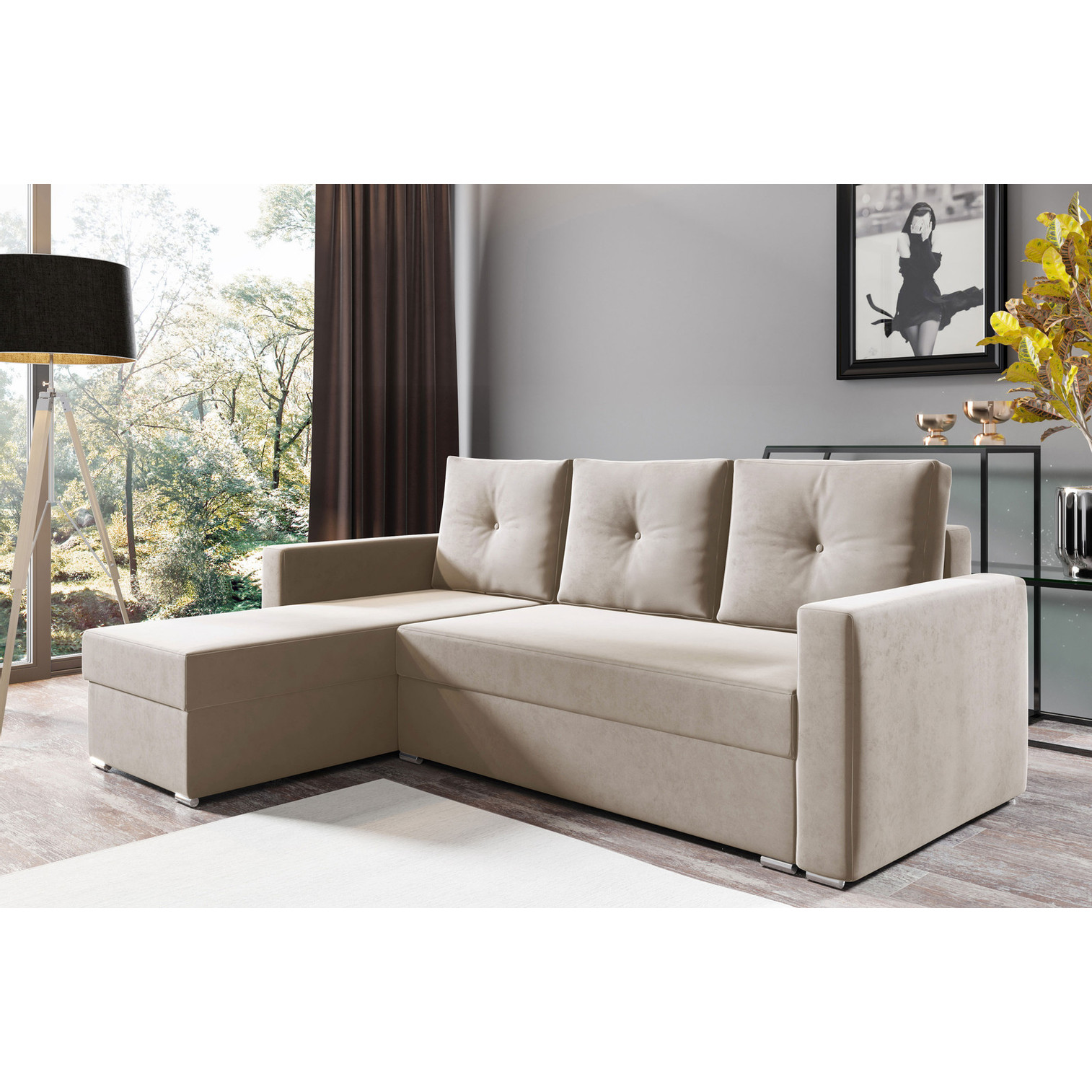 Összecsukható sarok ülőgarnitúra 102 AIDEN Jobb Zöld - SG Butor